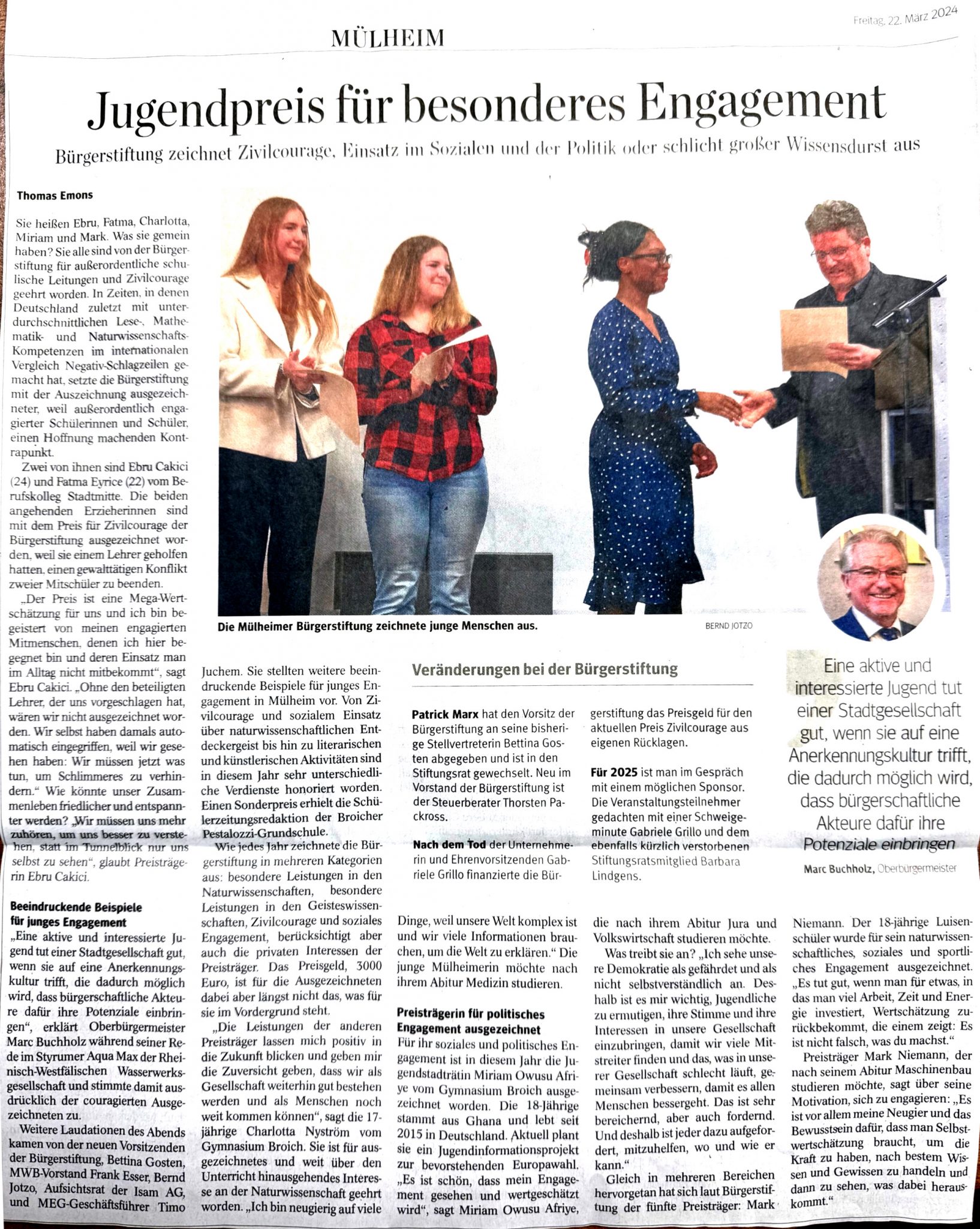 „Jugendpreis für besonderes Engagement“ – NRZ vom 22.03.2024 ...